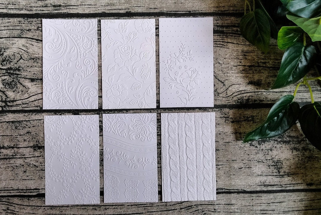 Set A: 10 Embossed INDEX Cards, Dyed, Stained, Cardstock, Ephemera ...