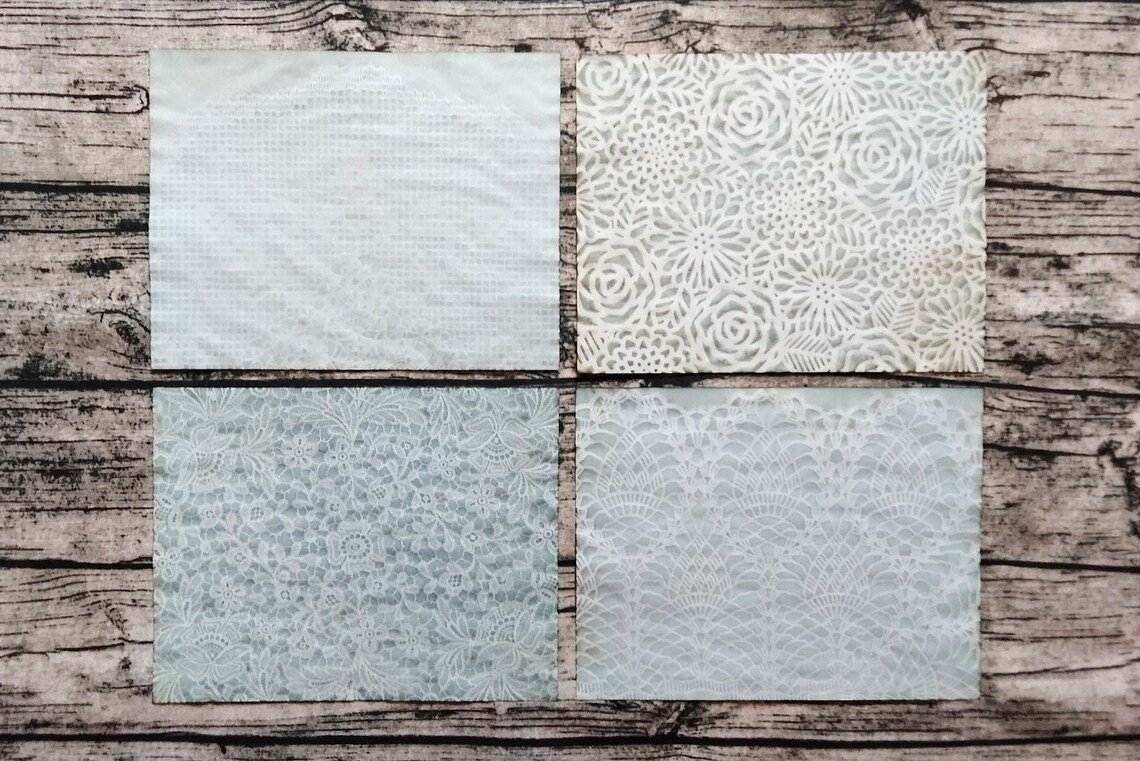 12 Sheets Variety CABBAGE Dyed Lace Paper Pack #2, Handmade, Coffee ...