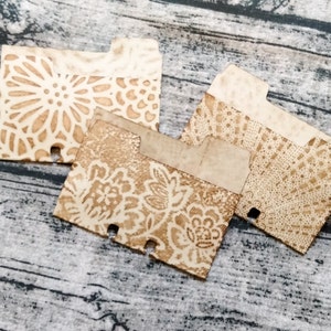 CHOICE! Set of 3 Coffee-dyed "stitched" Rolodex Folders, Mini Folders ...