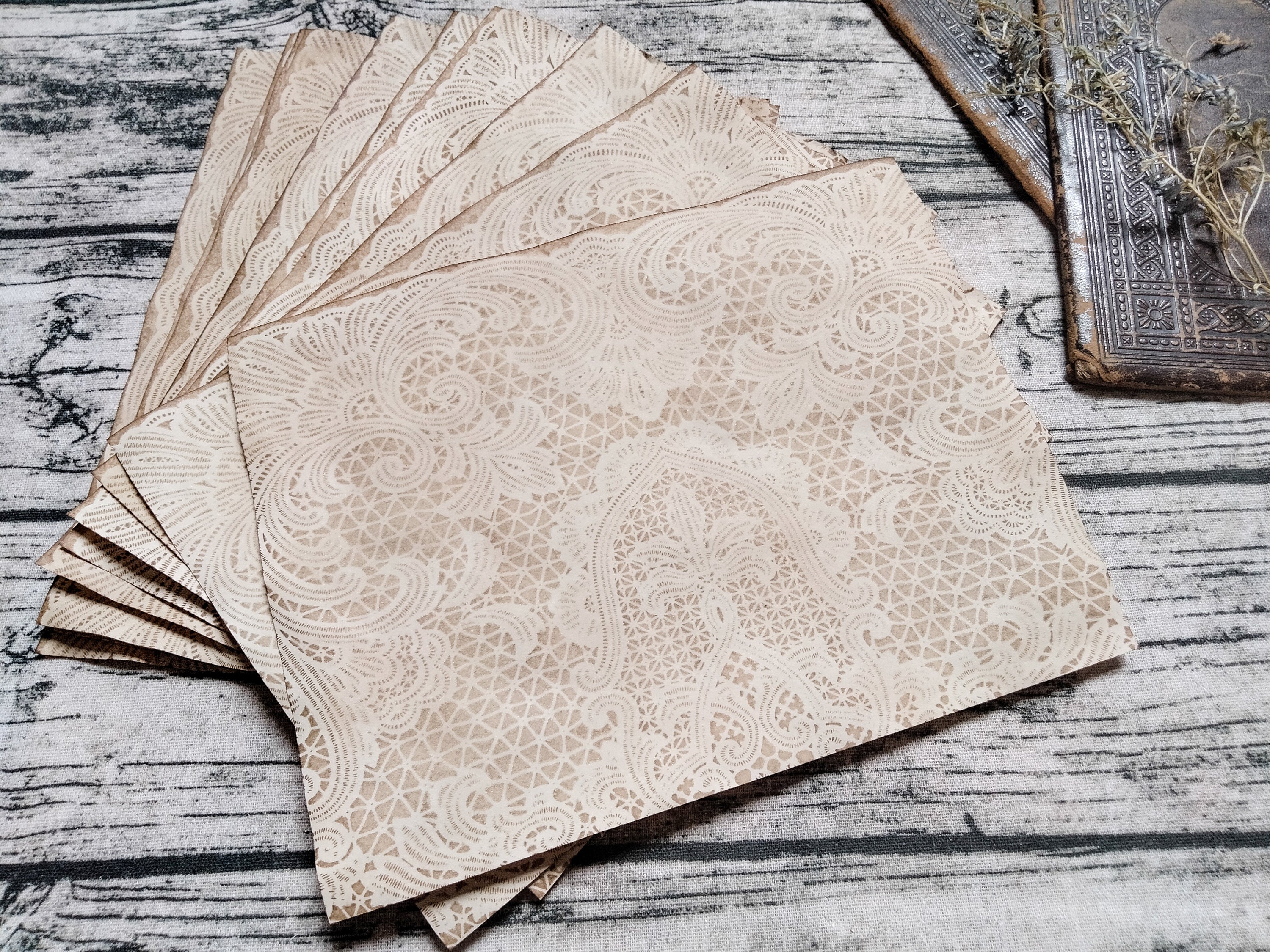 10 Sheets OPULENT LACE Lace Paper Handmade Coffee Stained - Etsy