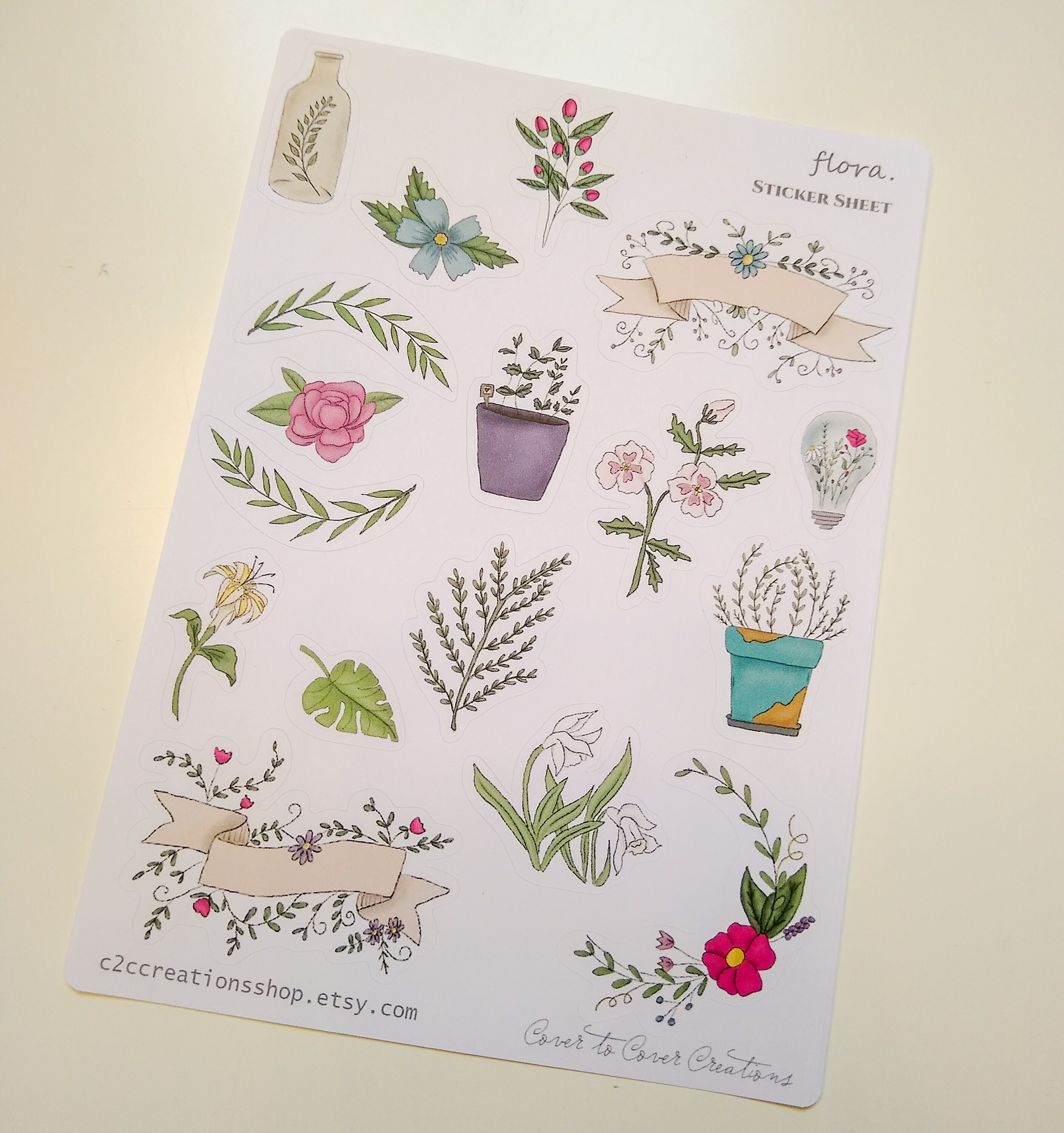 Flora Sticker Sheet Flowers Planner Stickers Bullet Journal - Etsy