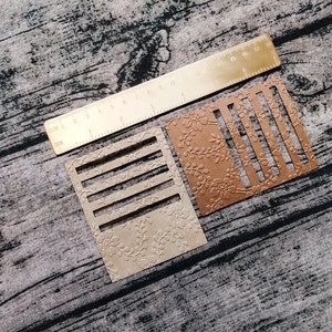 CHOICE! Set of 5 "stitched" Slotted Pockets, Tuck Spots, Die Cuts ...