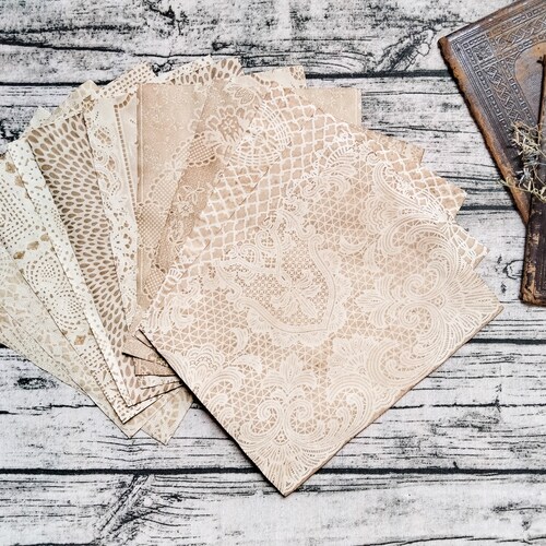 10 Sheets OPULENT LACE Lace Paper Handmade Coffee Stained - Etsy