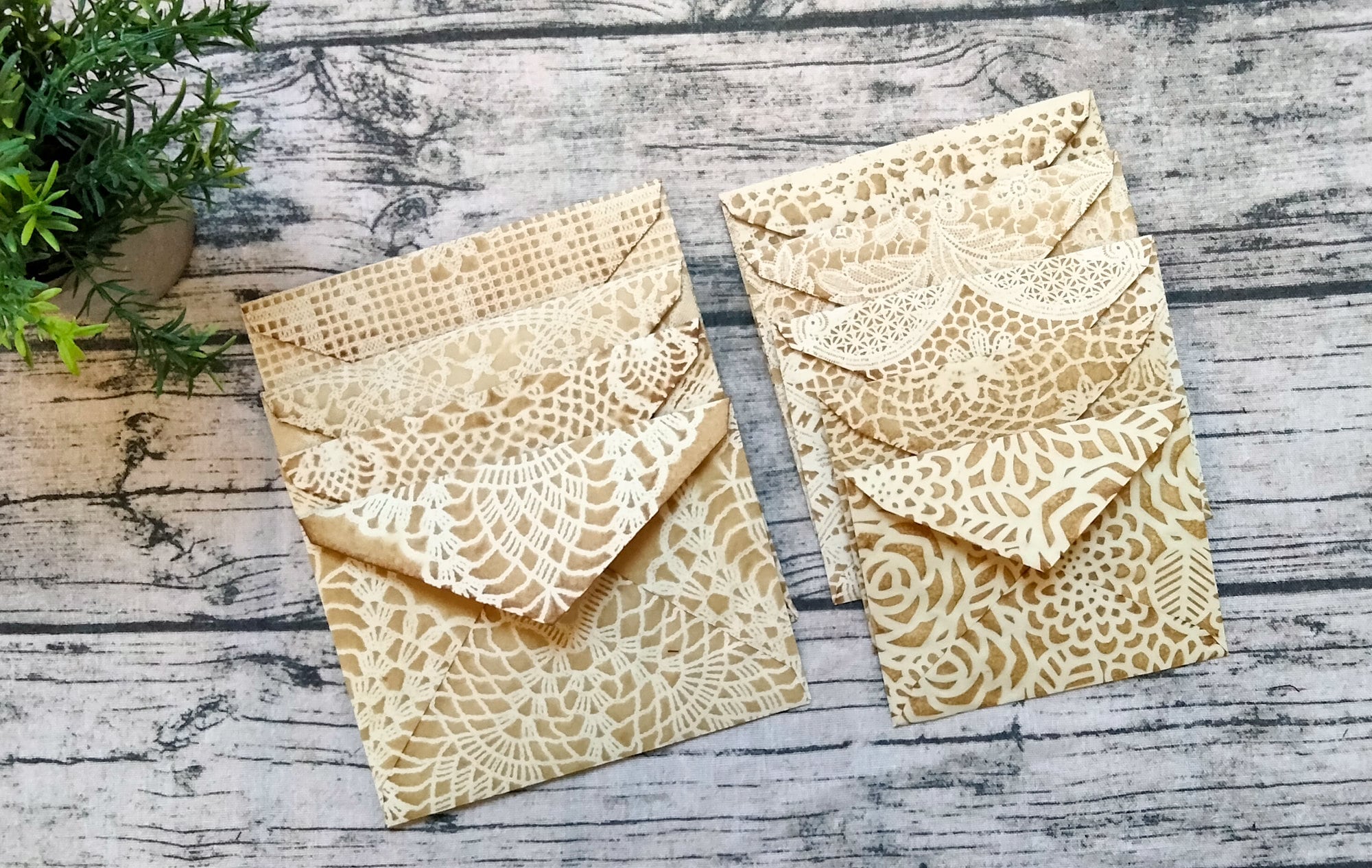9 VARIETY Lace Paper Envelopes Pack 2 Handmade Coffee - Etsy