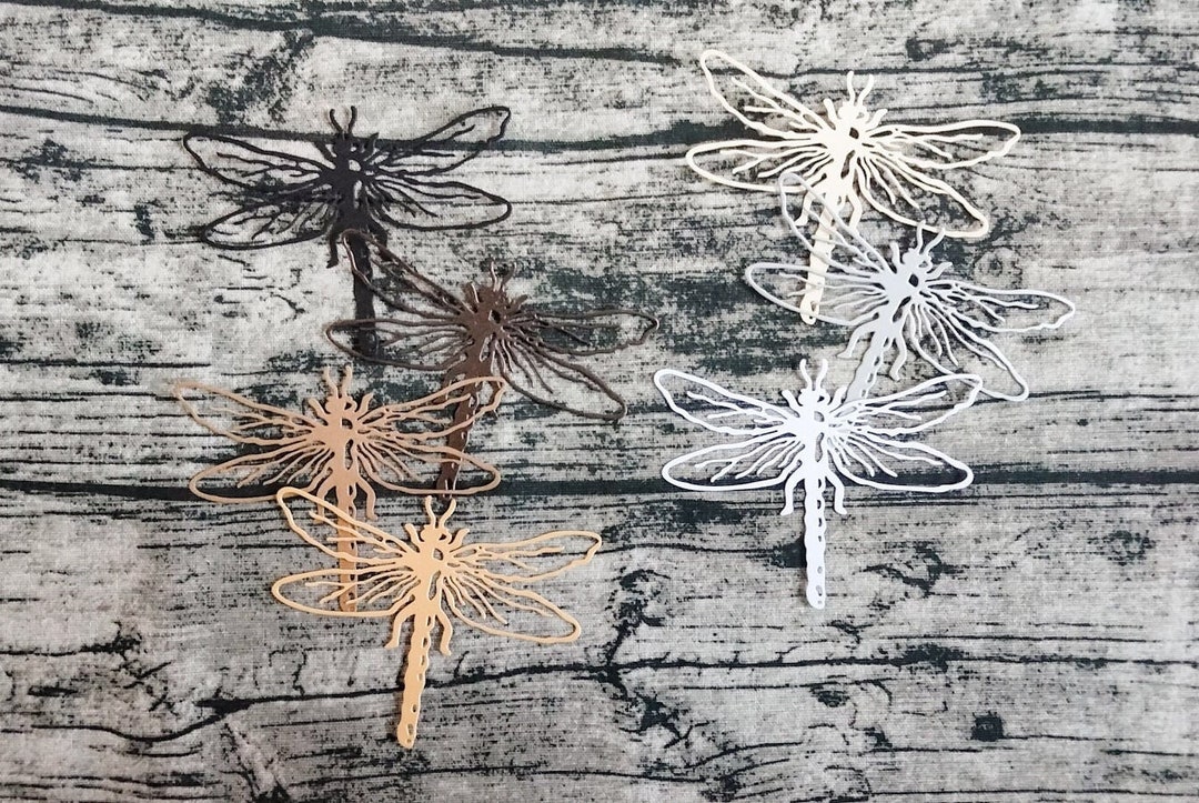 Set of 5 Paper Dragonflies, Insects, Die Cuts, Handmade, Ephemera ...
