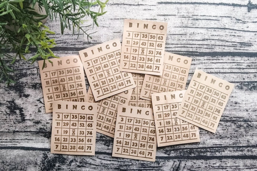 Set of 10 Mini Coffee Dyed Mini Bingo Cards, Die Cuts, Playing Cards ...