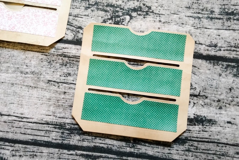 Set of 2 Coffee-dyed Slotted Pockets, Tuck Spots, Die Cuts, Handmade ...