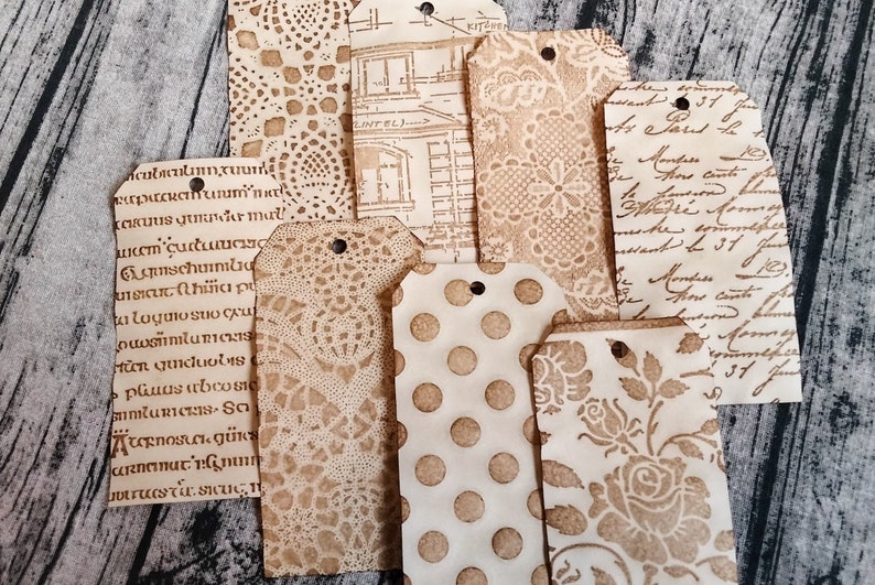 8 VARIETY Lace Paper Tags #4, Handmade, Collage, Mixed Media, Junk ...