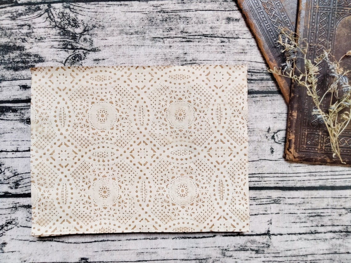 10 Sheets GEOMETRIC LACE Lace Paper Handmade Coffee Stained - Etsy