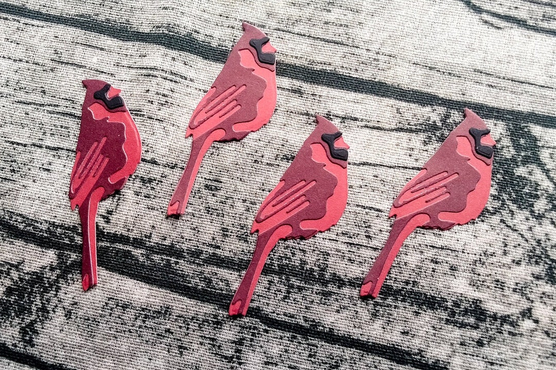 Set of 4 Winter Red Cardinals | Christmas | Die Cuts | Birds | Ephemera ...