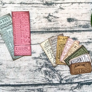 Set of 10 Distressed Tickets, Vintage Colors, Handmade, Die Cuts, Junk ...