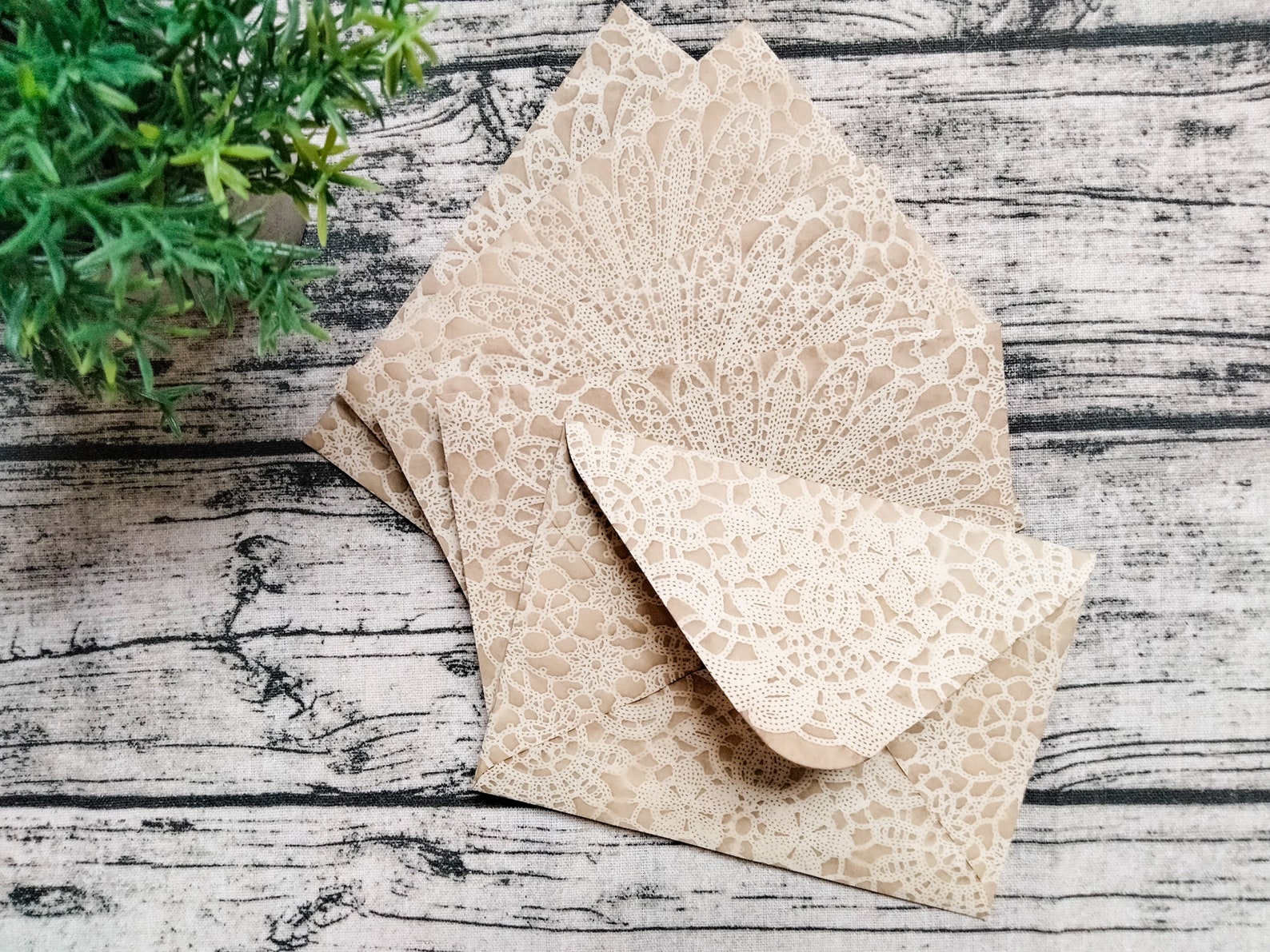 5 VENECIAN LACE Lace Envelopes Handmade Coffee Stained Dyed - Etsy