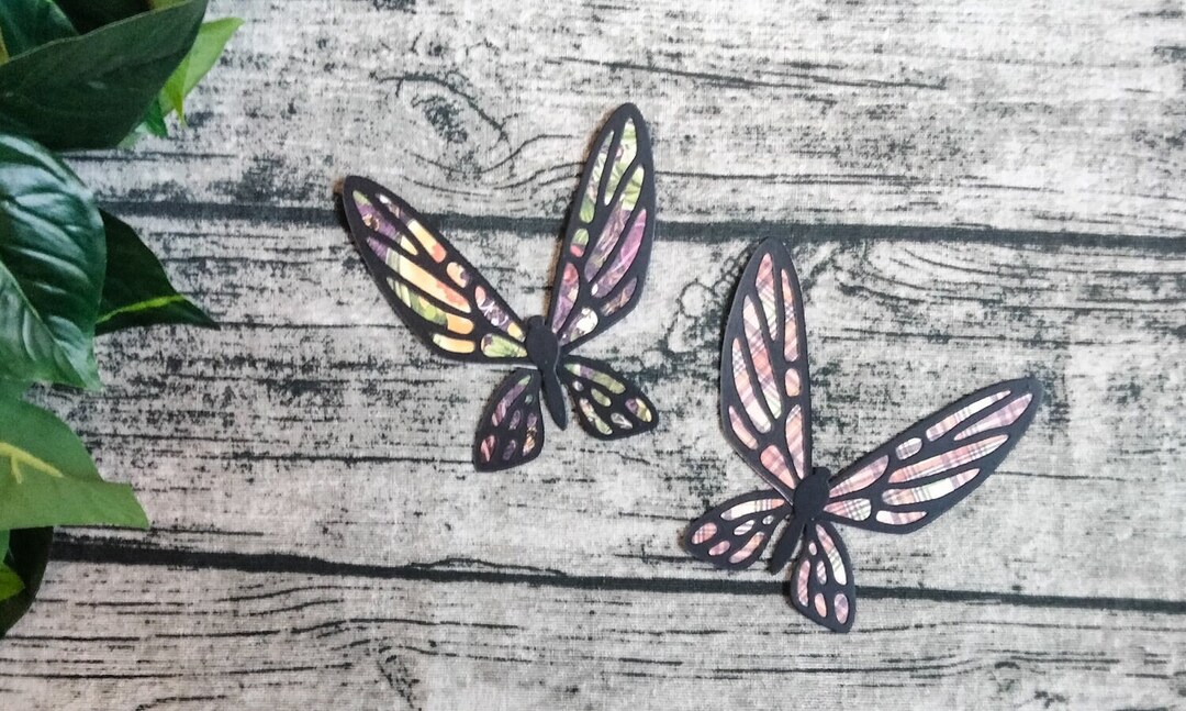 Set of 3 Large Layered Paper Butterflies, Patterned, Handmade, Ephemera ...