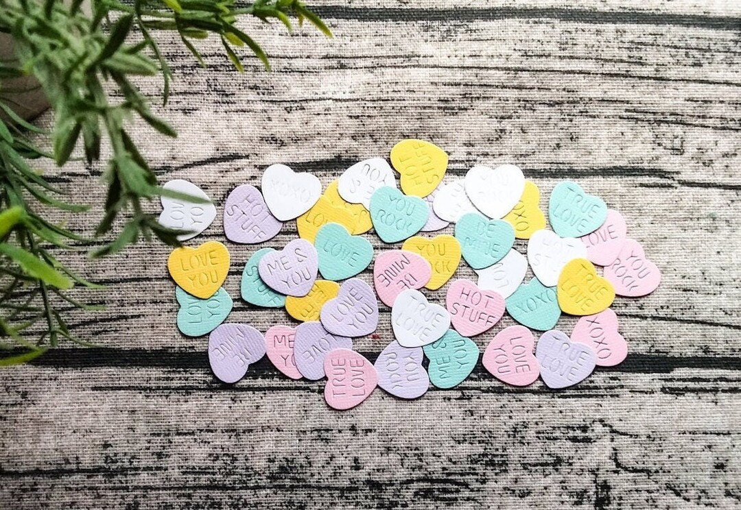 Set of 16 Handmade Mini Paper Candy Hearts, Valentine's Day, Die Cuts ...