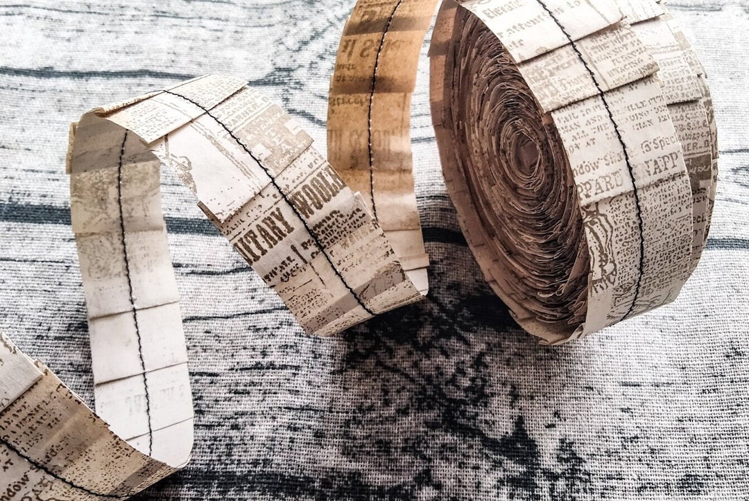 18" Neutral Faded Newsprint Paper Ruffle Rolls, Book Pages, Tea Dyed ...