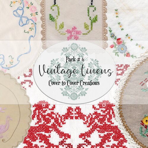 Digital Vintage Linens Pack 2 Printable Embroidered Linens - Etsy