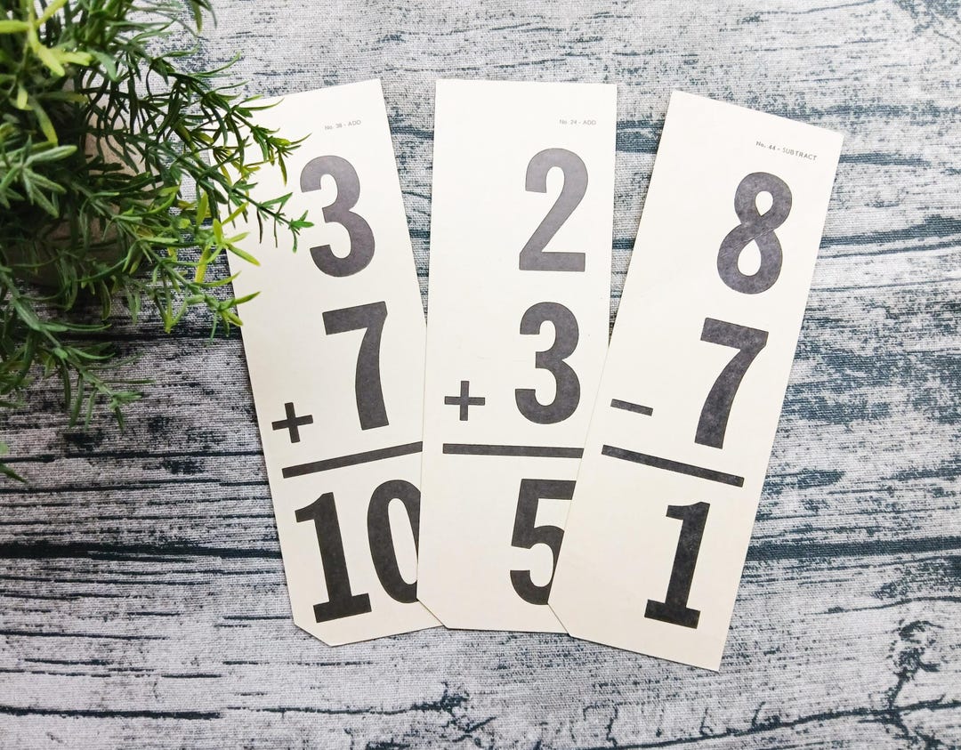 Vintage Math Flash Cards: Altered Art, Junk Journal Ephemera, Set of 3 ...