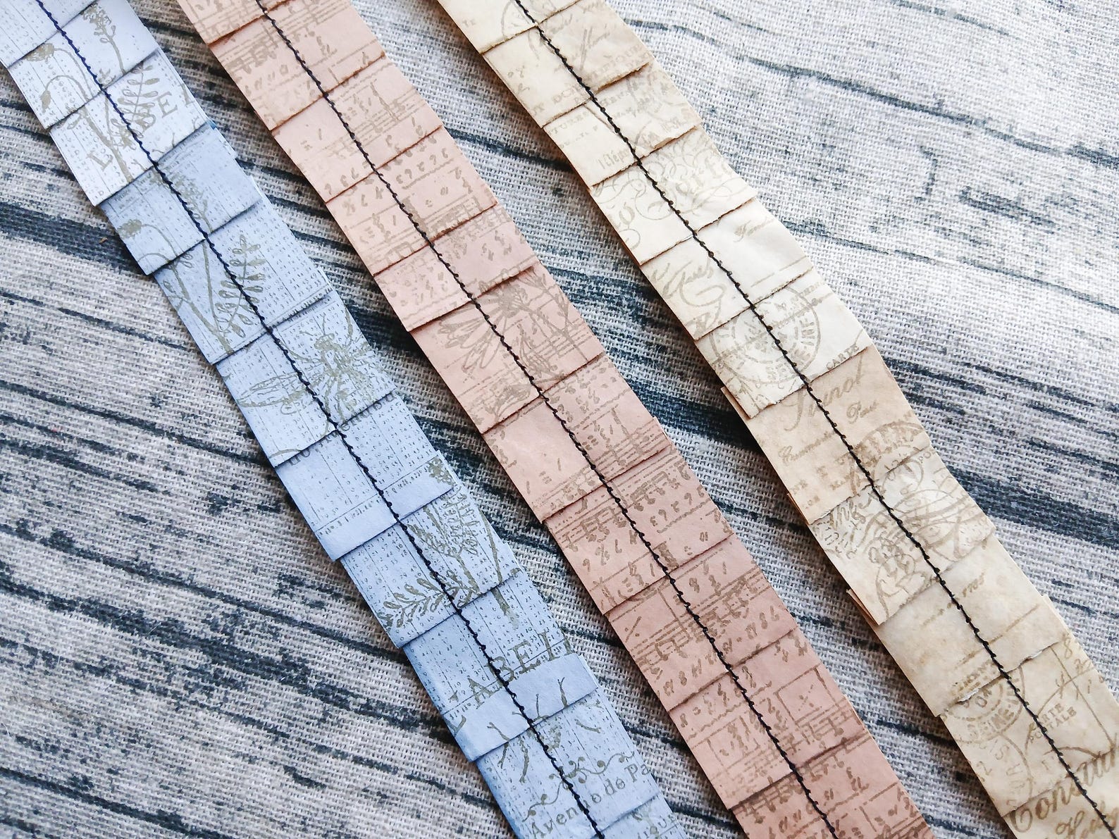 18" Colorful Dyed Paper Ruffle Rolls, Book Pages, Tea Dyed Paper, Sewn ...