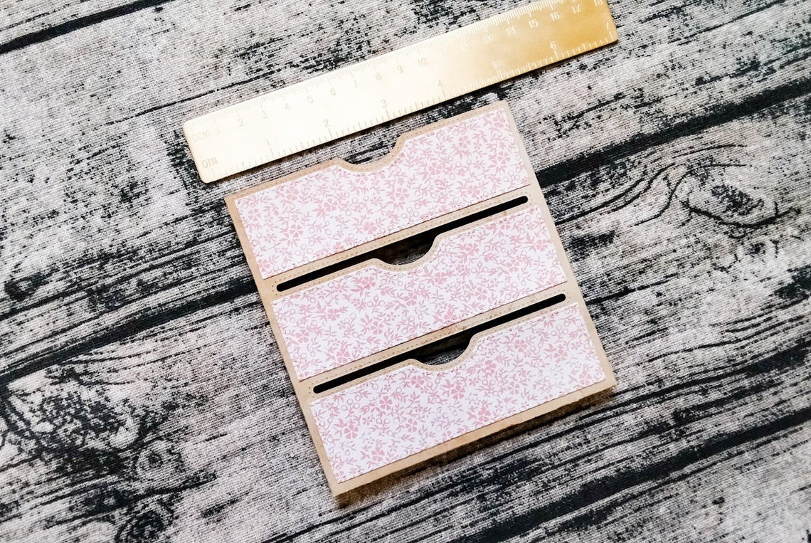Set of 2 Coffee-dyed Slotted Pockets, Tuck Spots, Die Cuts, Handmade ...