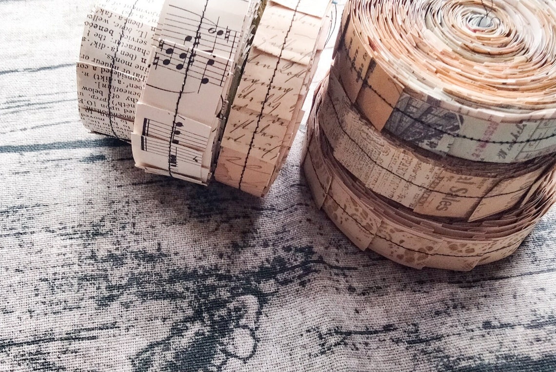 18" Neutral Lace Paper Ruffle Rolls, Book Pages, Tea Dyed Paper, Sewn ...