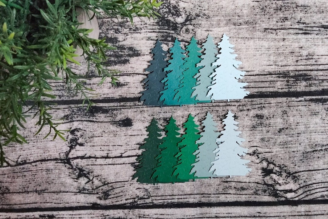 Set of 5 Paper Christmas Evergreen Trees, Die Cuts, Handmade, Christmas ...
