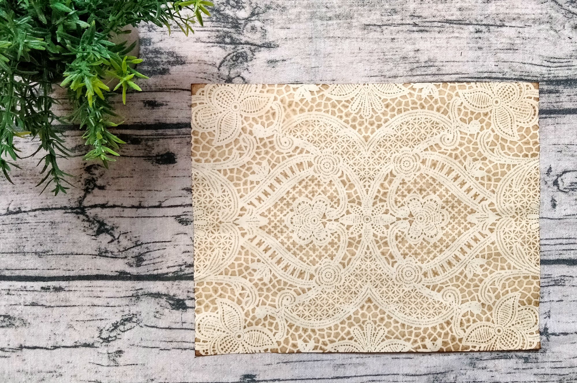 10 Sheets FOLK SWIRL LACE Lace Paper, Handmade, Coffee Stained, Dyed ...