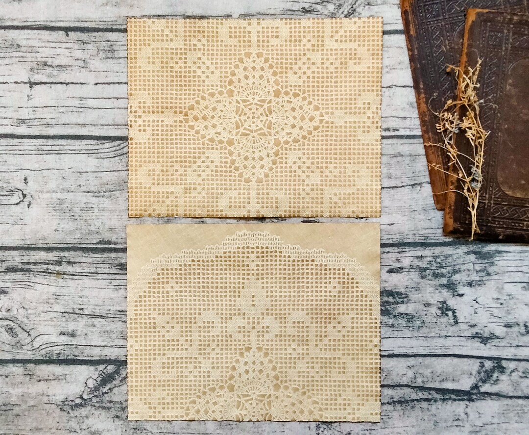 10 Sheets ELEGANT MESH LACE Lace Paper, Handmade, Coffee Stained, Dyed ...