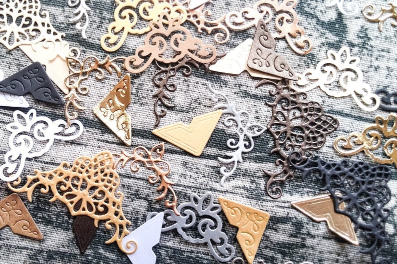 Set of 12 Page Corners | Die Cuts | Handmade | Photo Embellishments ...