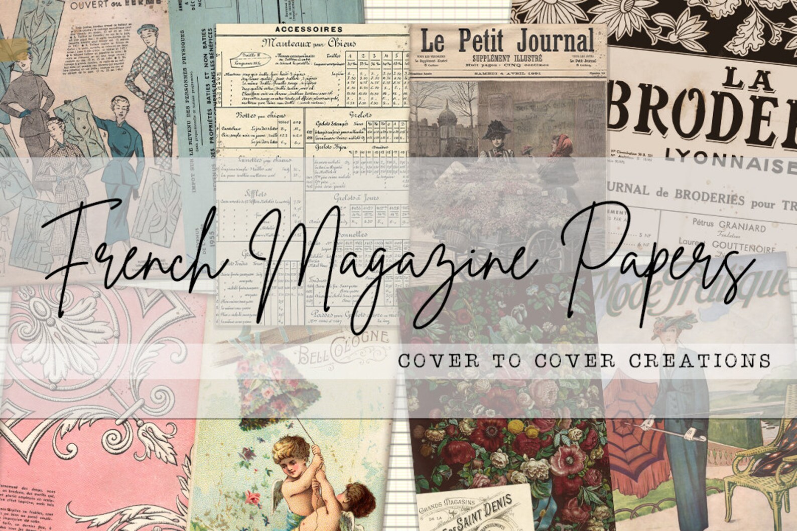 French Magazine Collage Papers | Junk Journal | Vintage Images ...