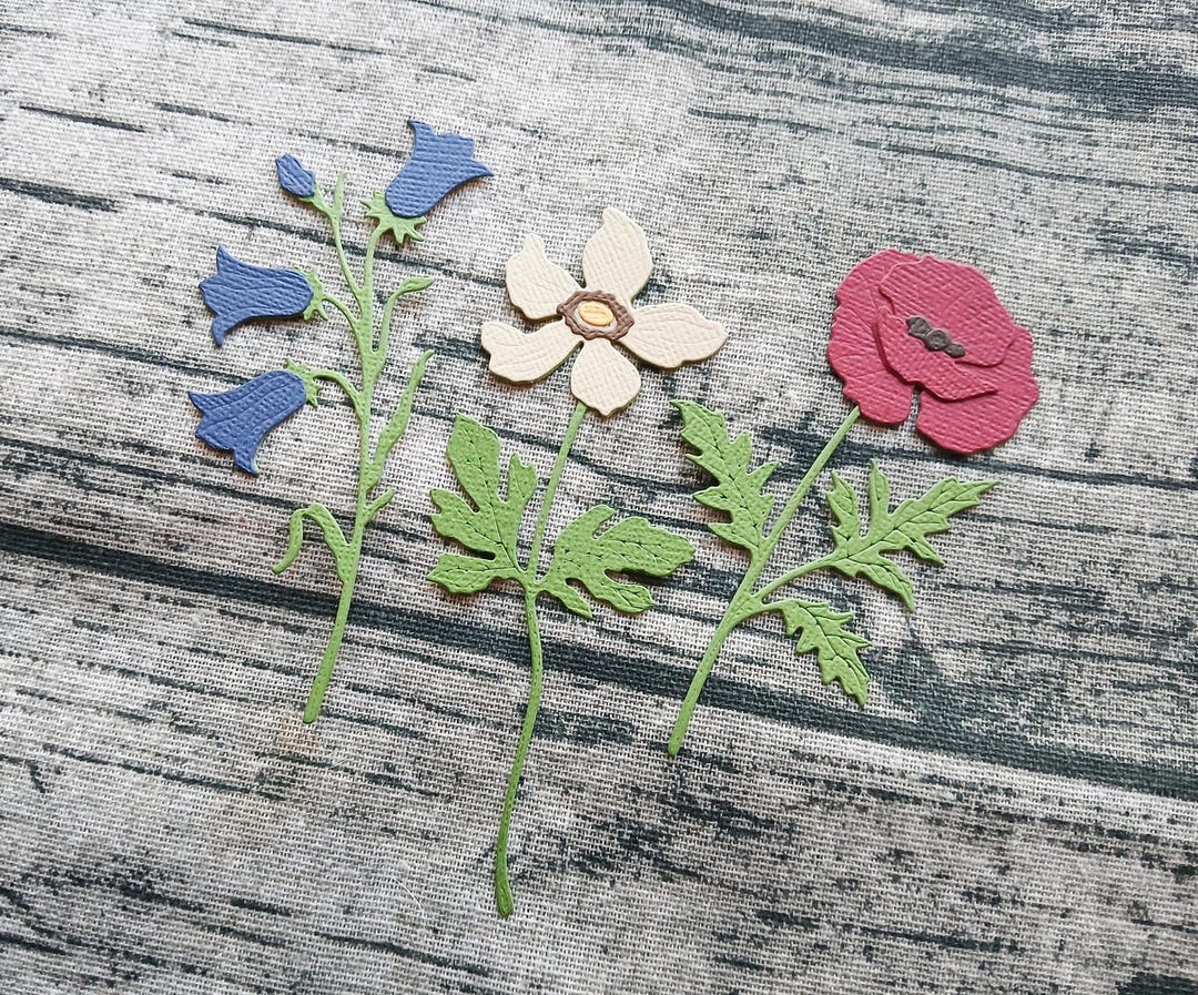 Set of 3 Spring Florals, Die Cut, Layered, Handmade, Ephemera ...