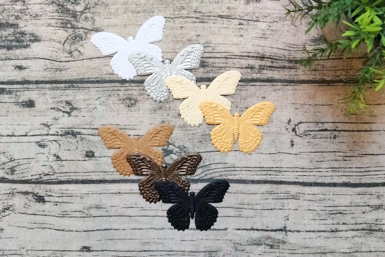 Set of 5 Vintage Style Embossed Butterflies, Die Cuts, Handmade ...