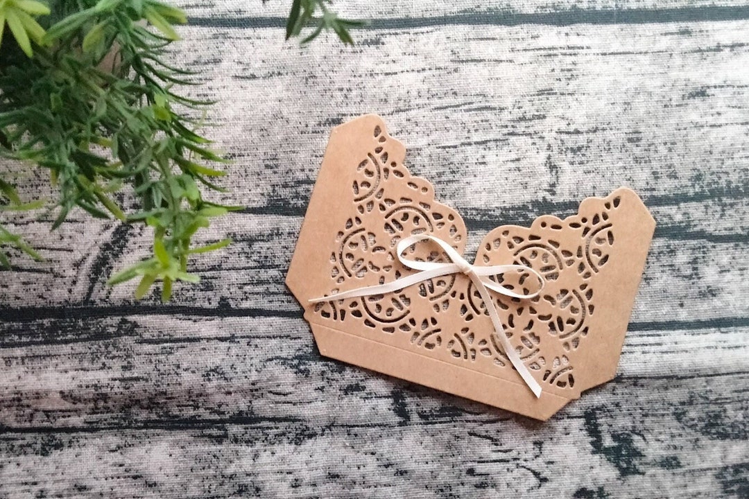 Set of 5 Lace Paper Pockets #4, Tuck Spots, Die Cuts, Handmade ...