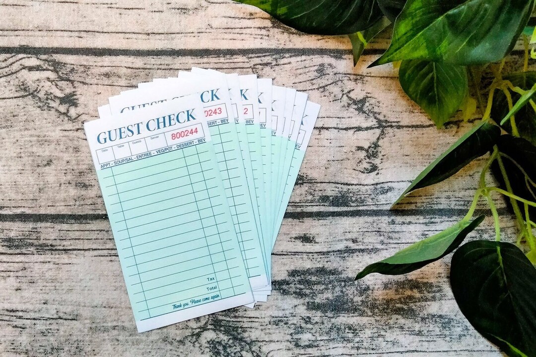 Set of 10 Green Duplicate Guest Checks, Teal, Ephemera, Junk Journal ...
