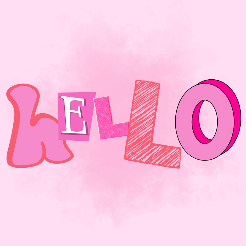 Printable Collage Wall Art Set of 6 College Dorm Pink Preppy Square Art ...