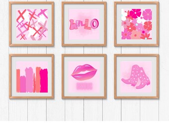 Printable Collage Wall Art Set of 6 College Dorm Pink - Etsy
