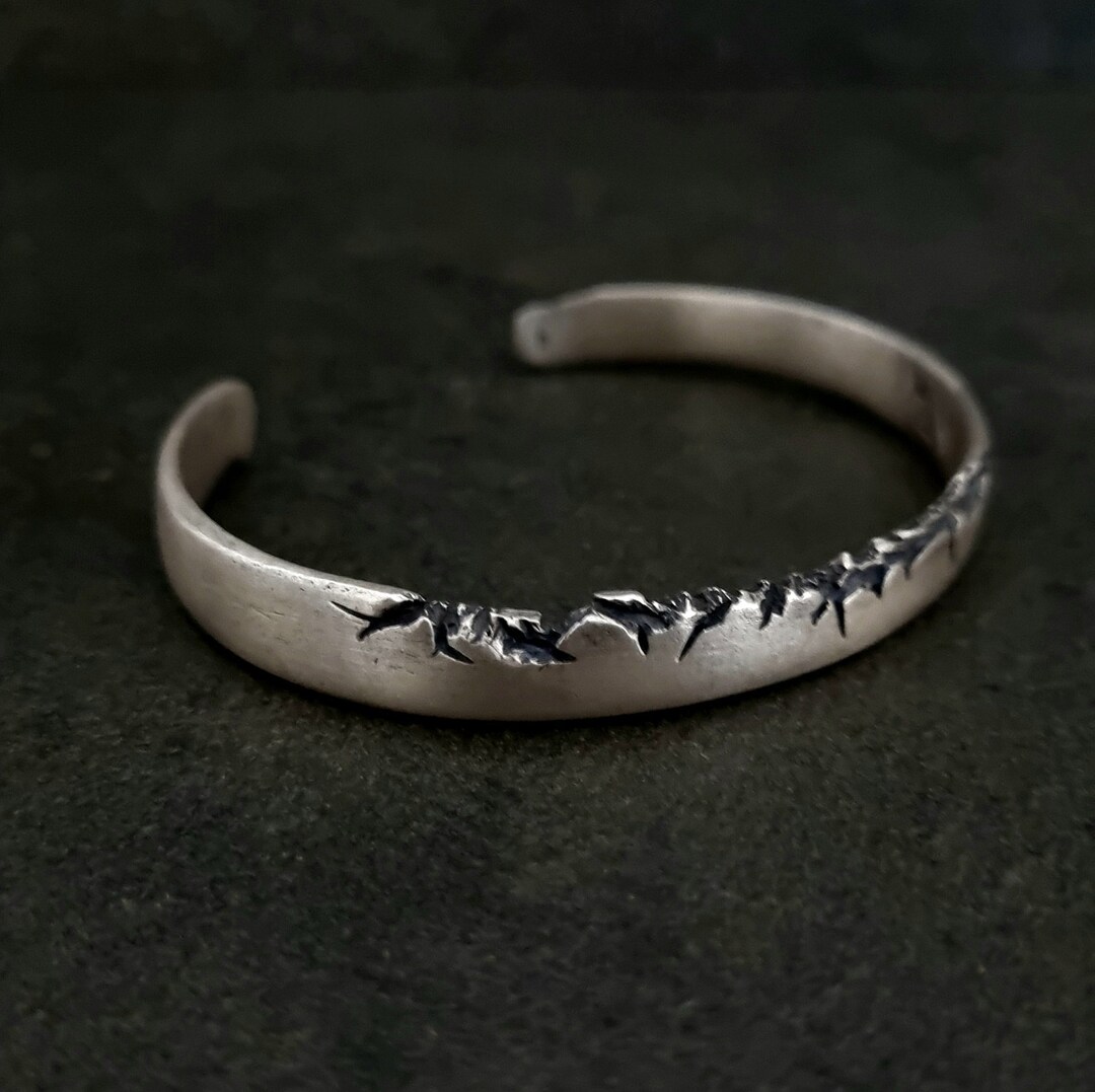 Men Silver Rustic Cuff Bracelet Silver Rustic Cuff Cuff Bangle Bracelet ...