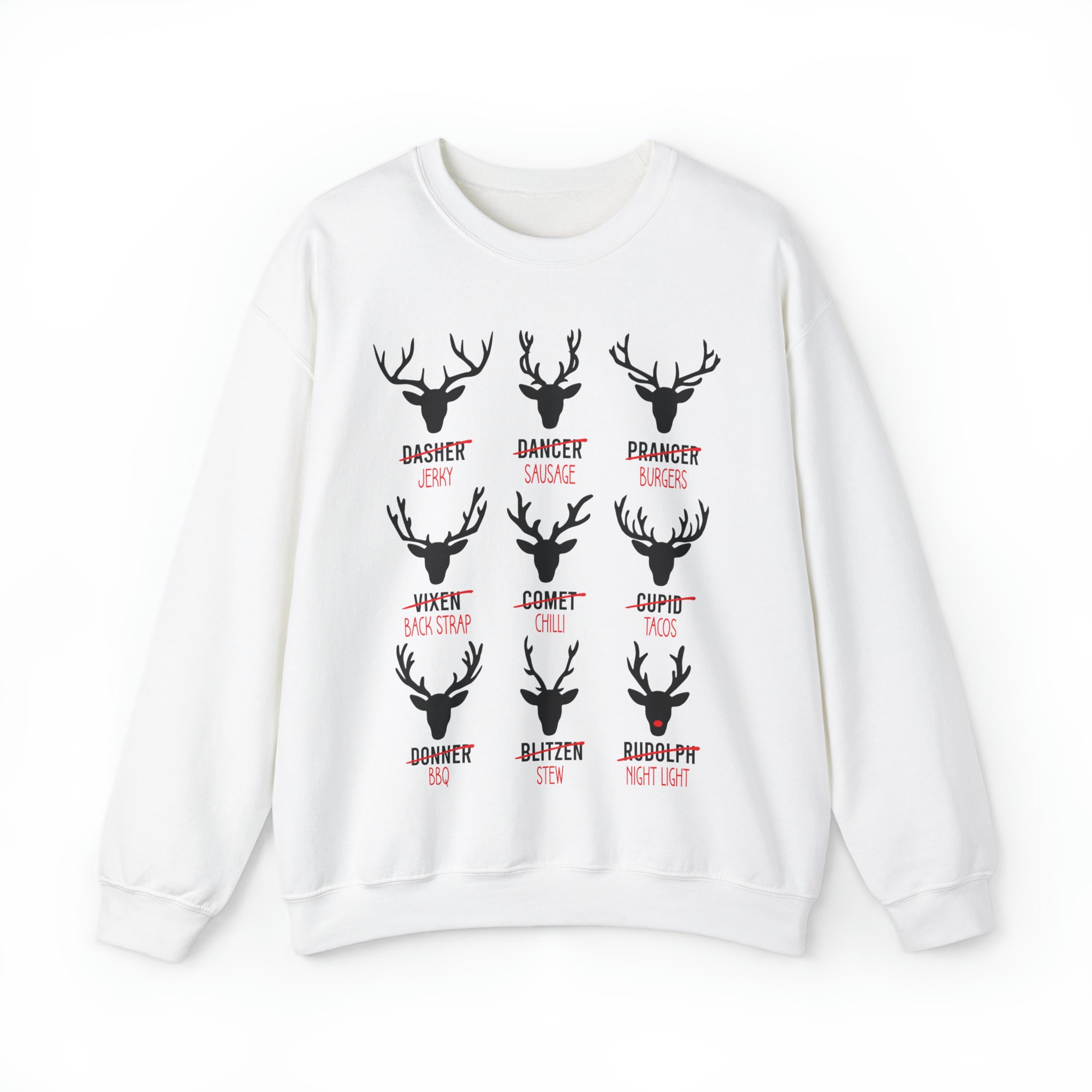 Santas Reindeer Cuts of Meat Sweatshirt: Christmas Deer Hunter Sweater ...