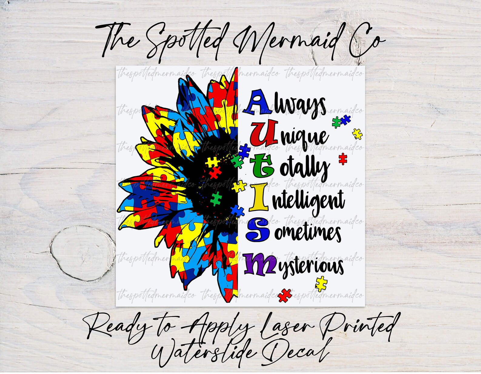 Autism Sunflower Autism Awareness Waterslide Decal - Etsy