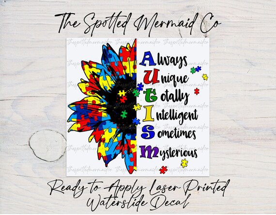 Autism Sunflower Autism Awareness Waterslide Decal - Etsy