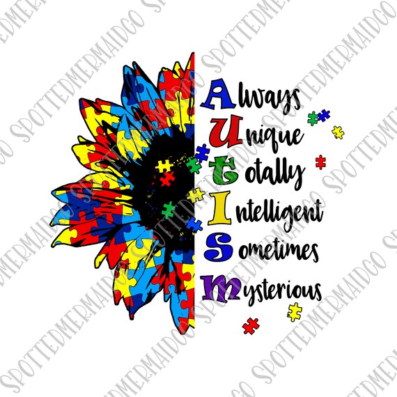 Autism Sunflower Autism Awareness Waterslide Decal | Etsy