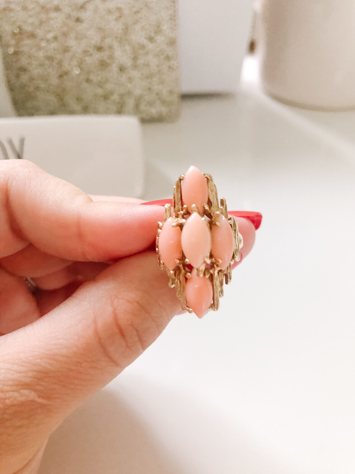 14k Gold Vintage Coral Maui Divers Ring - Etsy