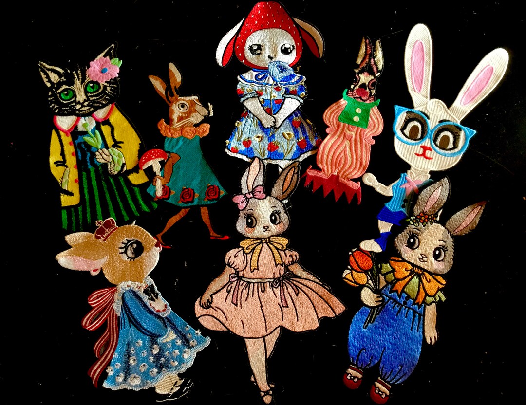 Large Embroidered Fabric Patches. Large Bunny Patches. Sew on Patches ...