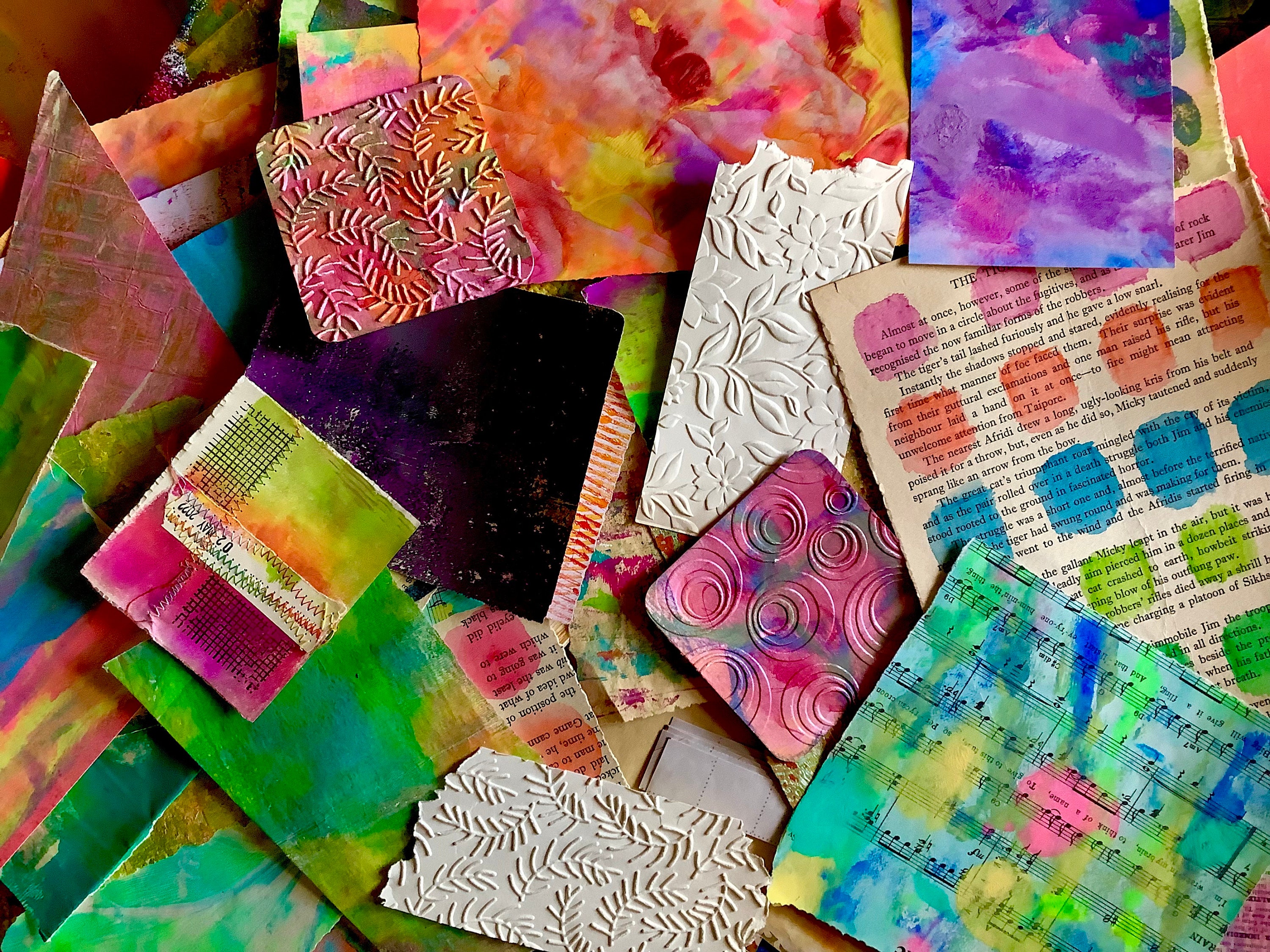 20 Piece Hand Painted Paper Pack. Art Scrap Paper. Collage Papers ...