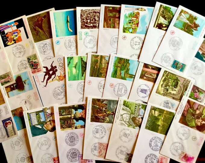 12 Vintage French First Day Envelopes. 1960’s - 70’s French First Day ...