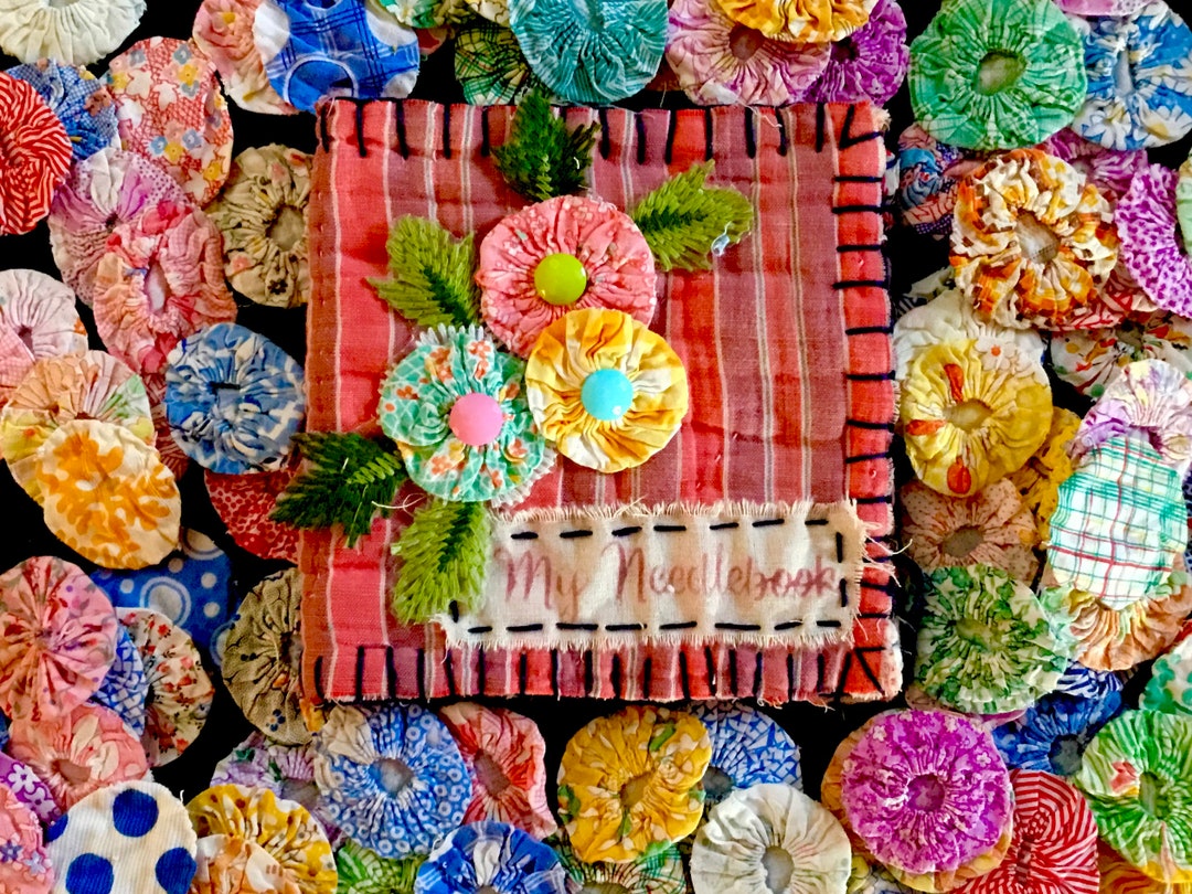 40 Handmade Feed Sack Fabric Yo-yos. Vintage Fabrics. Junk Journal ...