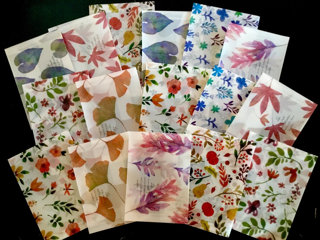 16 Piece Envelope Set. Decorative Vellum Envelopes. Floral Envelope Set ...