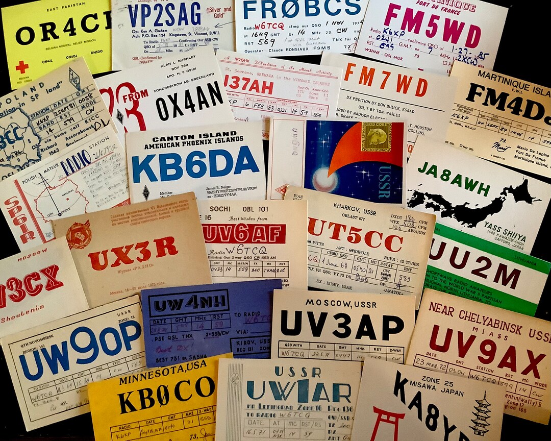 10 QSL Cards. Vintage Radio Cards. Vintage Ephemera. Junk Journal Collage Material. Vintage ...