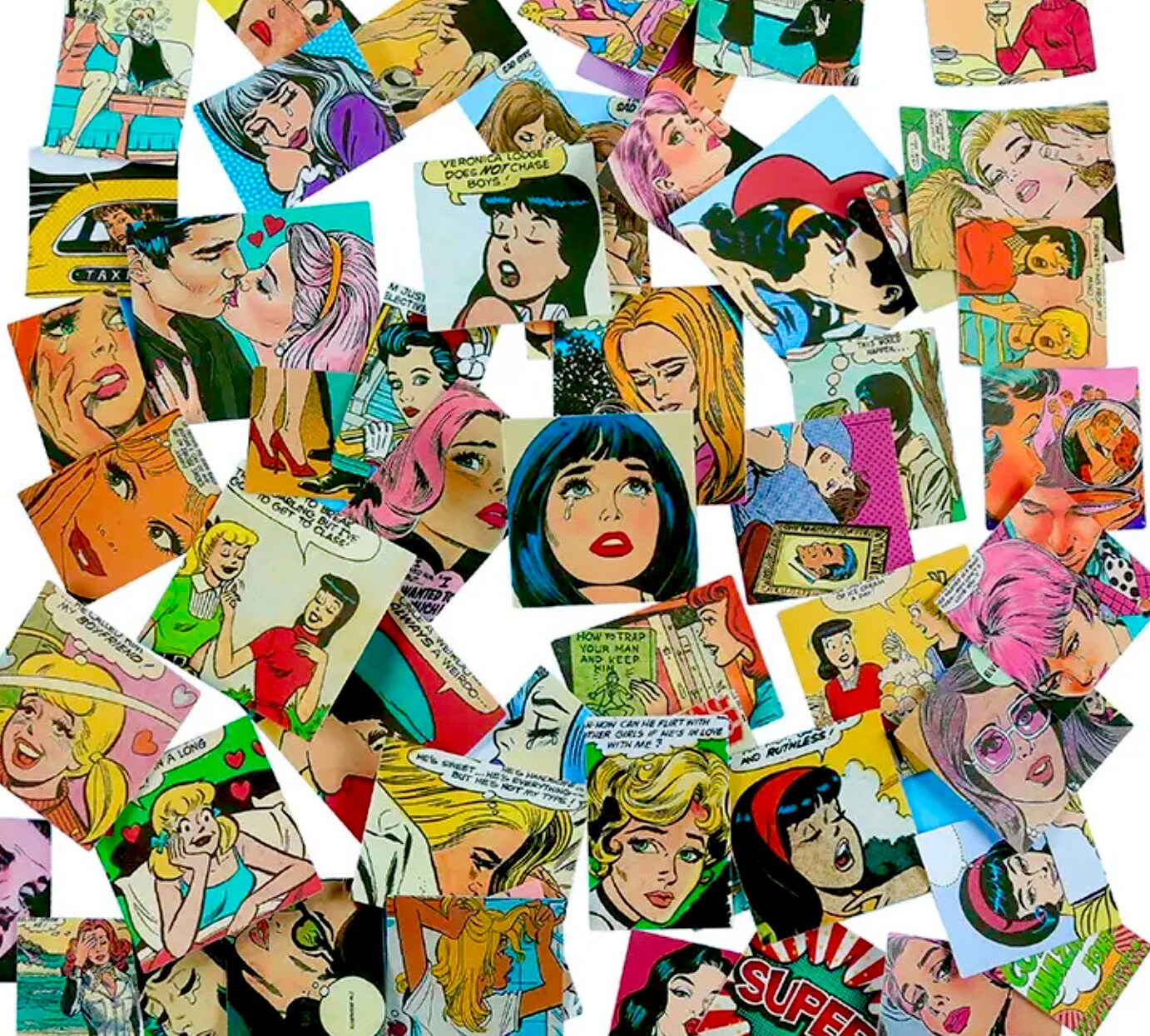 40 Piece Comic Stickers. Junk Journal Ephemera. Stickers Set. Planner ...