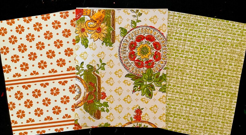15 Piece Vintage Wallpaper Pack. 1970s Retro Wallpaper Bundle. Collage ...