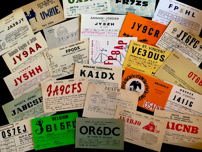 10 QSL Cards. Vintage Radio Cards. Vintage Ephemera. Junk Journal Collage Material. Vintage ...
